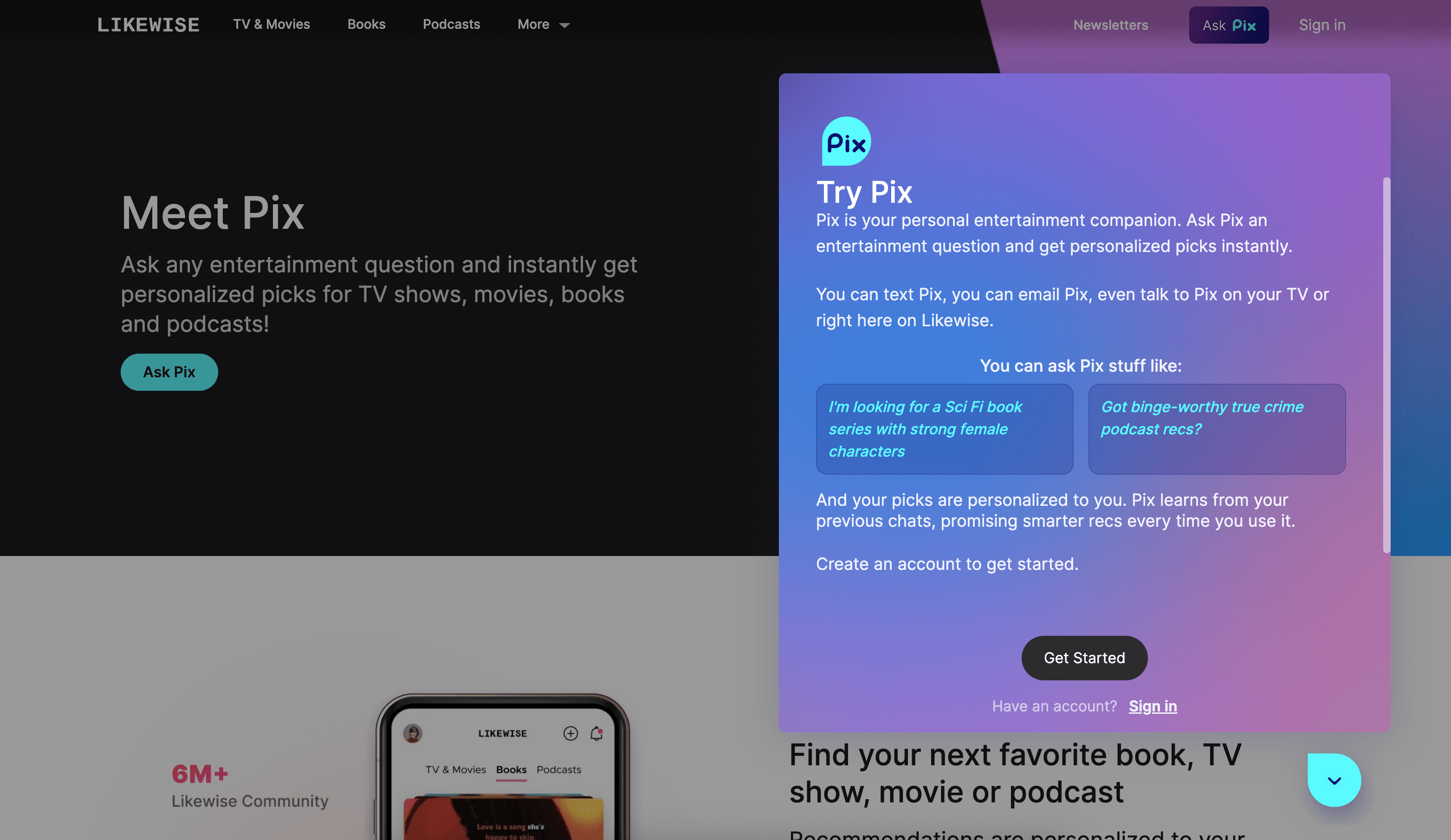 Likewise Launches Pix, An AI-Powered Entertainment Recommendation Assistant